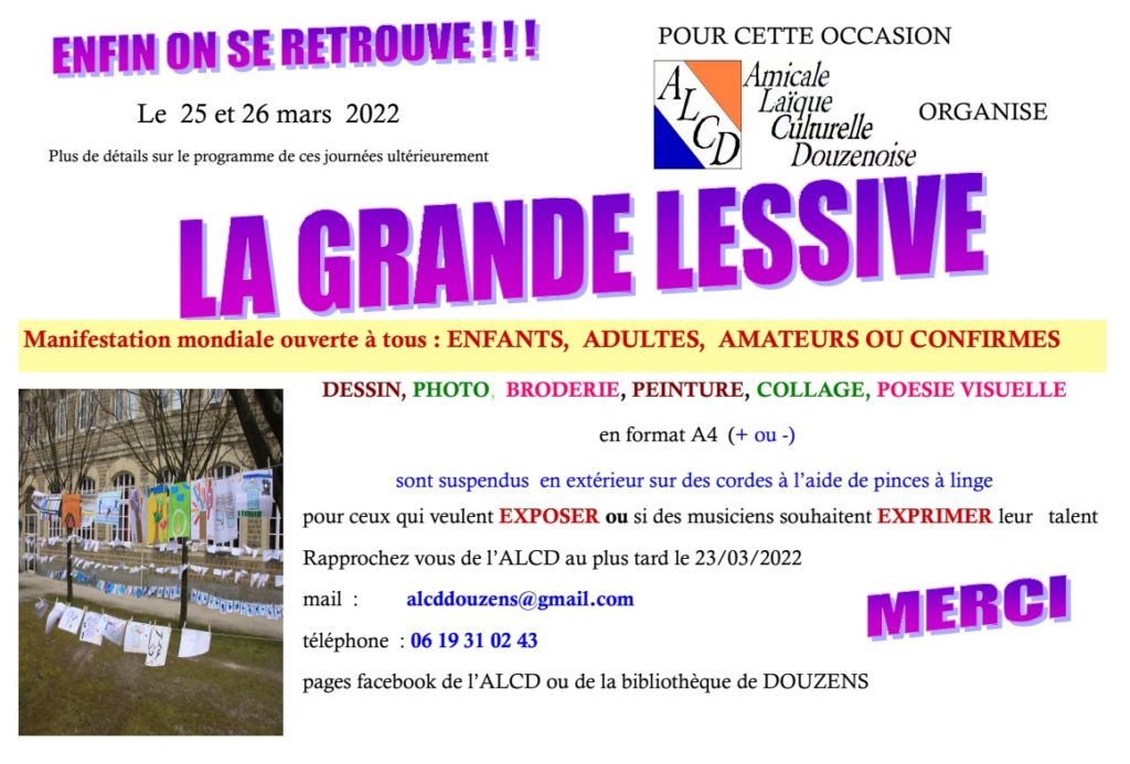 L’ALCD PRESENTE LA GRANDE LESSIVE 2022 | Mairie de Douzens